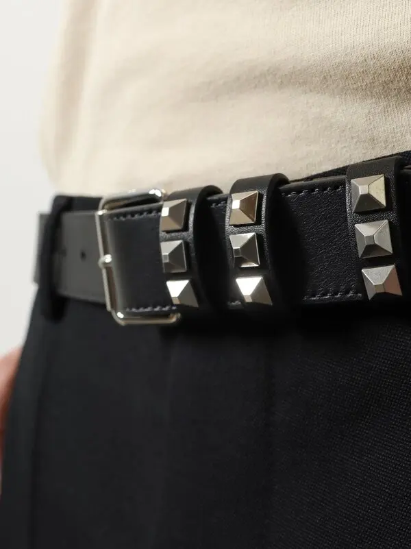 Valentino Garavani Flaneuse Leather Belt With Studs - Black