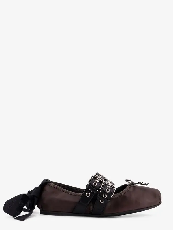 Miu Miu Leather Flats - Brown