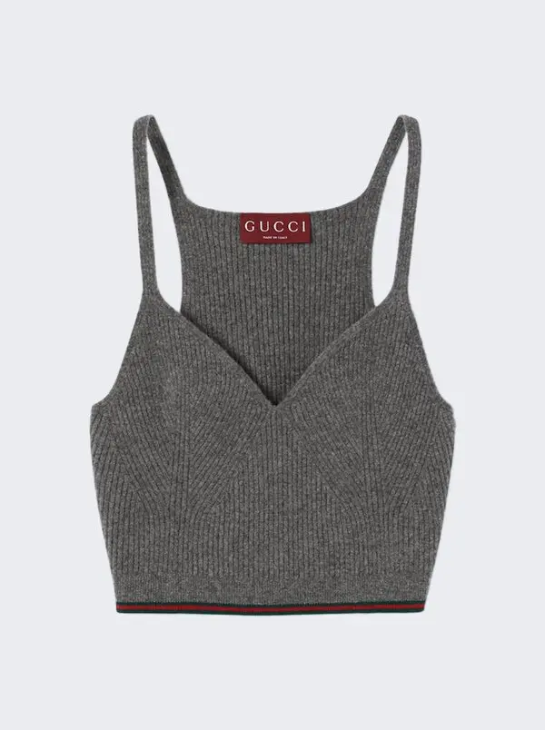 Gucci Ribbed Felted Tank Top - Grey