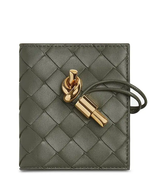 Bottega Veneta Andiamo Intrecciato Nappa Leather Flap Card Case - Pickle/muse Brass