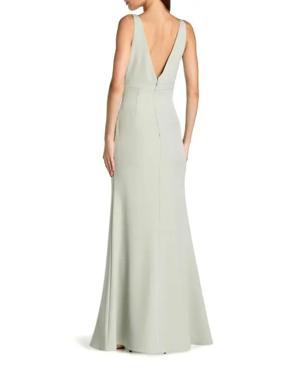 Mac Duggal Sleeveless V-neck Mermaid Gown With Bow Accent - Sage