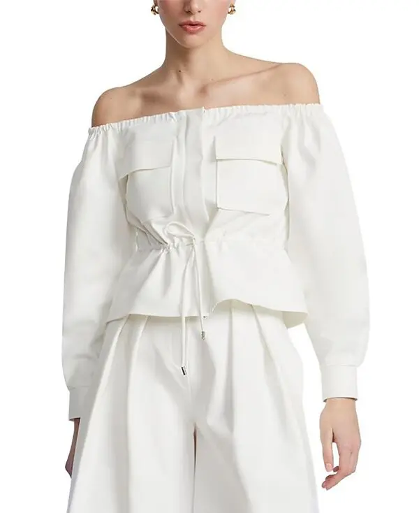Bcbgmaxazria Off-the-shoulder Drawstring Top