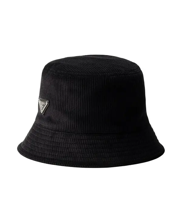 Prada Corduroy Bucket Hat - Black