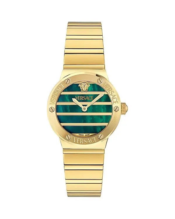 Versace Greca Logo Pearl Bracelet Watch - Green/gold