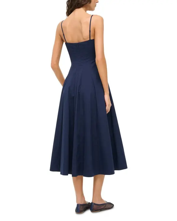 Staud Wylie Square Neck Midi Dress - Navy