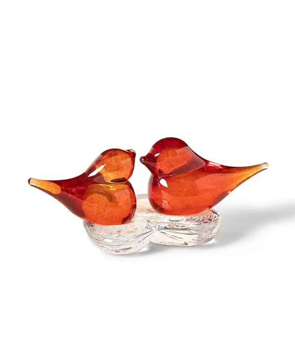 UNCOMMON GOODS Lovebirds Glass Desktop Sculpture Gather Glass - Red