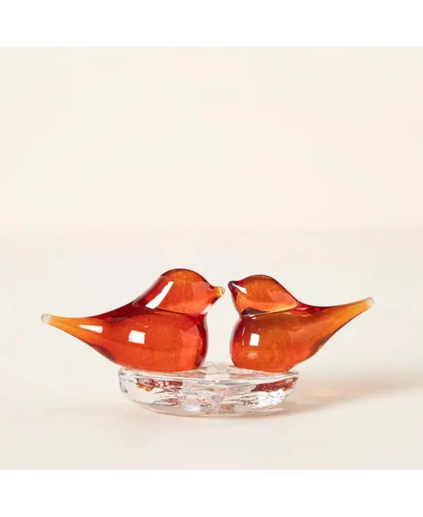 UNCOMMON GOODS Lovebirds Glass Desktop Sculpture Gather Glass