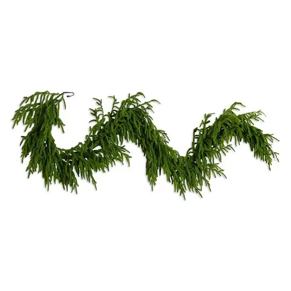 NEARLY NATURAL Pre-lit Artificial Real Touch Norfolk Island Pine 6' Garland With Warm White Led Lights And Natural Look - Green