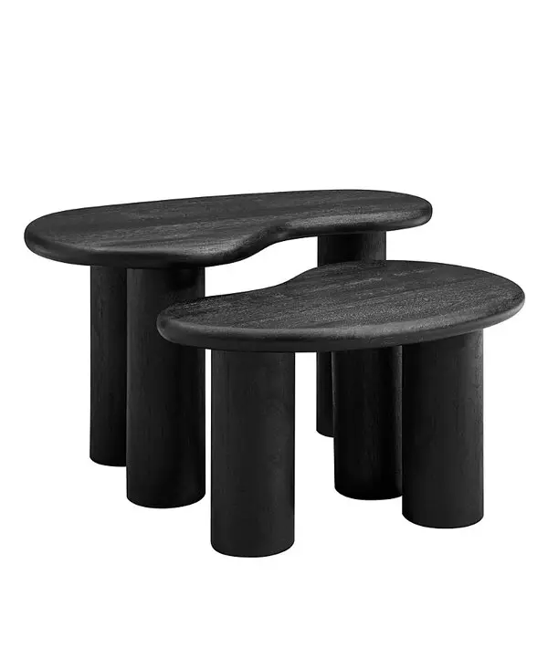MODWAY Hackney Mango Wood Nesting Coffee Table Set - Black