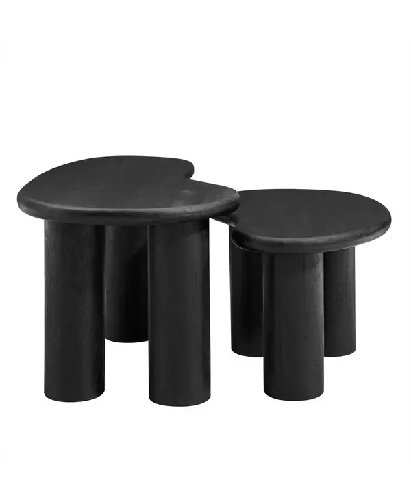 MODWAY Hackney Mango Wood Nesting Coffee Table Set - Black