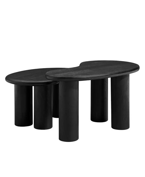 MODWAY Hackney Mango Wood Nesting Coffee Table Set - Black