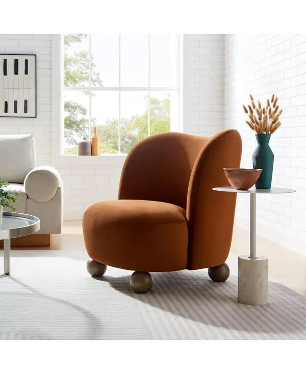 MODWAY Monroe Performance Velvet Accent Chair - Rust Walnut