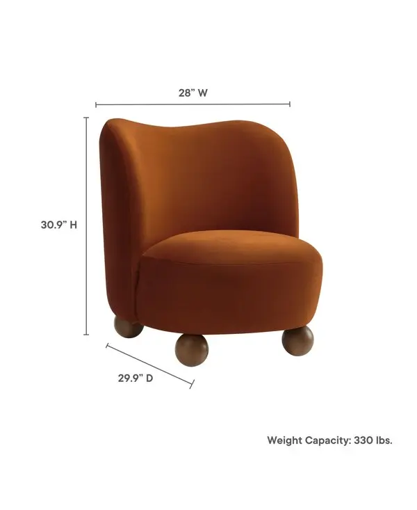 MODWAY Monroe Performance Velvet Accent Chair - Rust Walnut