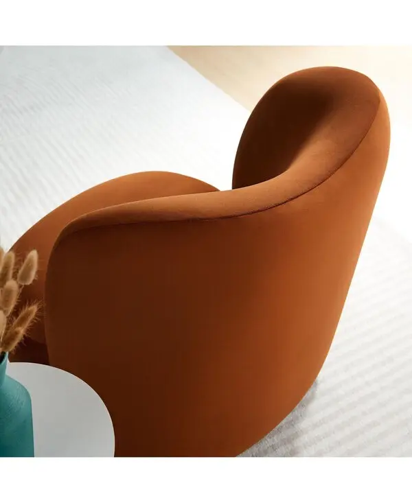 MODWAY Monroe Performance Velvet Accent Chair - Rust Walnut