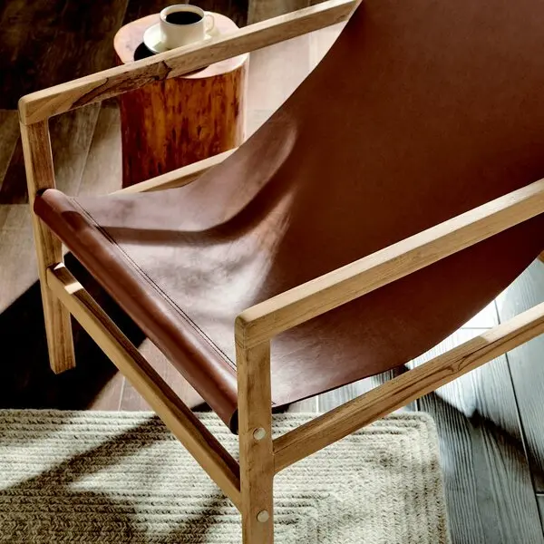 MODWAY Sonora Leather Sling Chair - Chestnut Tan