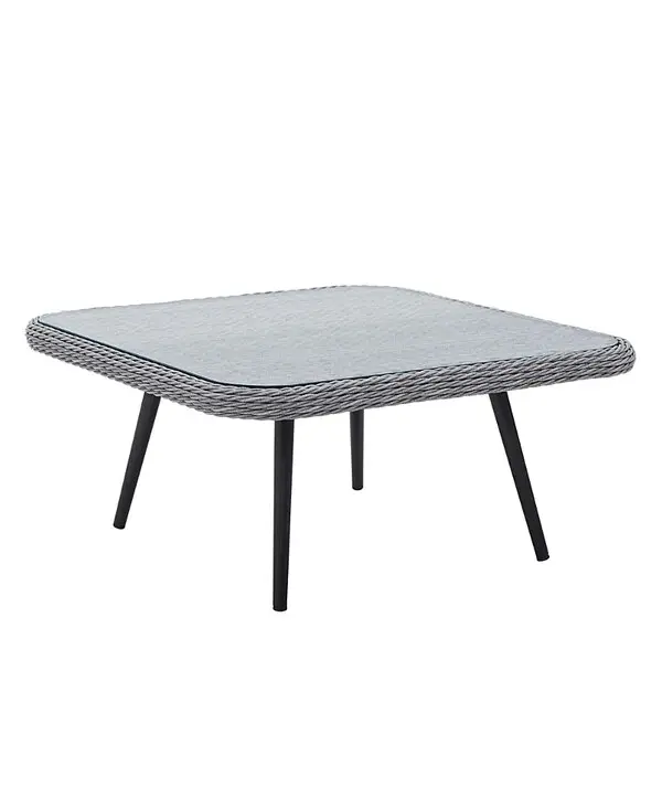 MODWAY Endeavor Outdoor Patio Wicker Rattan Square Coffee Table - Gray