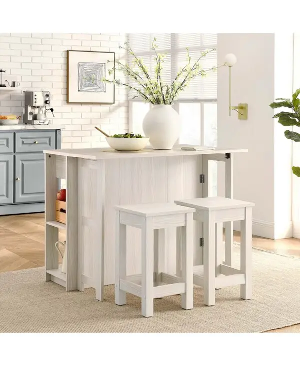 MODWAY Meadowbrook Kitchen Island And Stool, Set Of 3