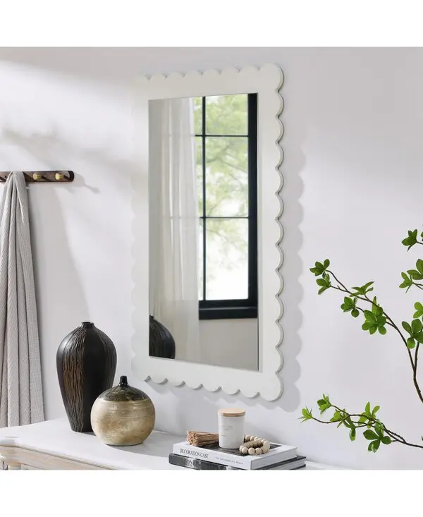 MODWAY Emmeline Scalloped Rectangle Wall Mirror - White