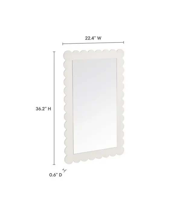 MODWAY Emmeline Scalloped Rectangle Wall Mirror - White