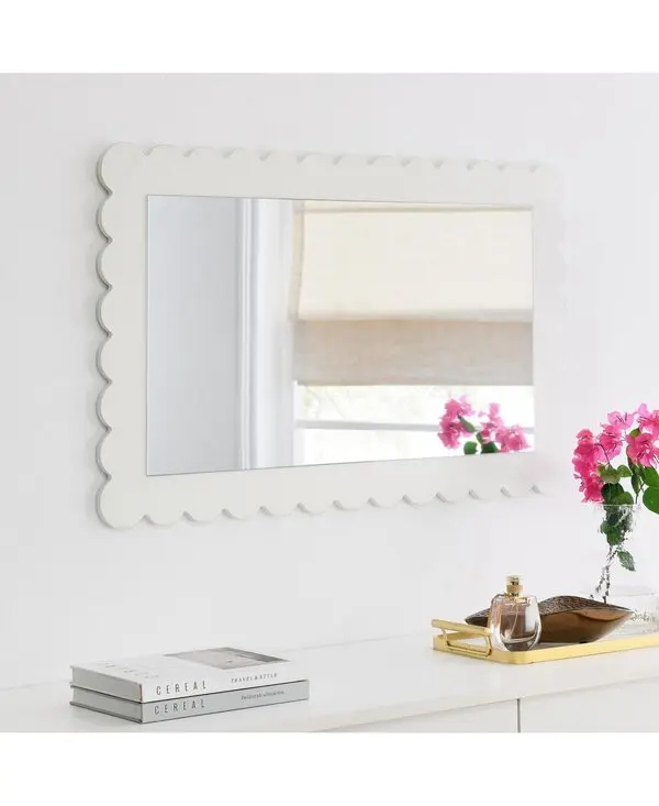 MODWAY Emmeline Scalloped Rectangle Wall Mirror - White
