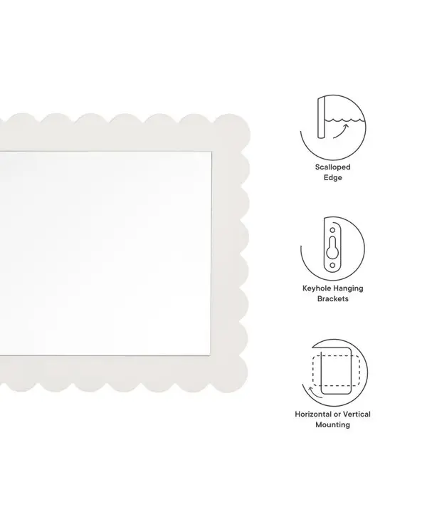 MODWAY Emmeline Scalloped Rectangle Wall Mirror - White