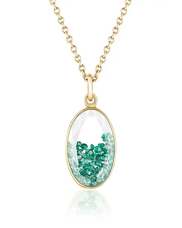 Moritz Glik 18k Yellow Emerald Core Oval Pendant Necklace - Gold