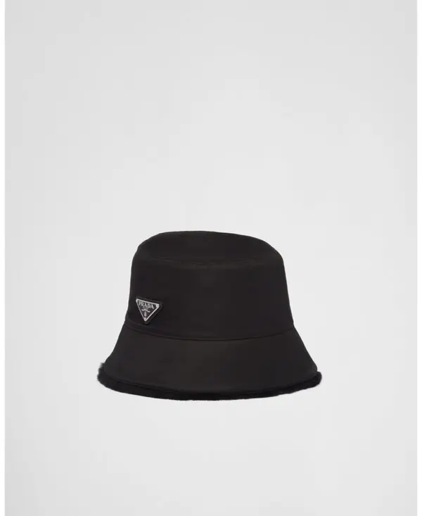 Prada Re-nylon And Shearling Bucket Hat
