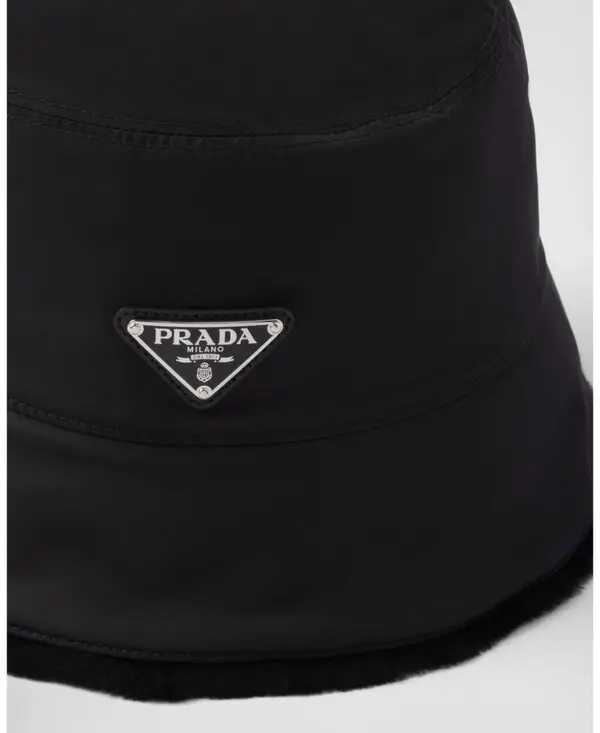 Prada Re-nylon And Shearling Bucket Hat