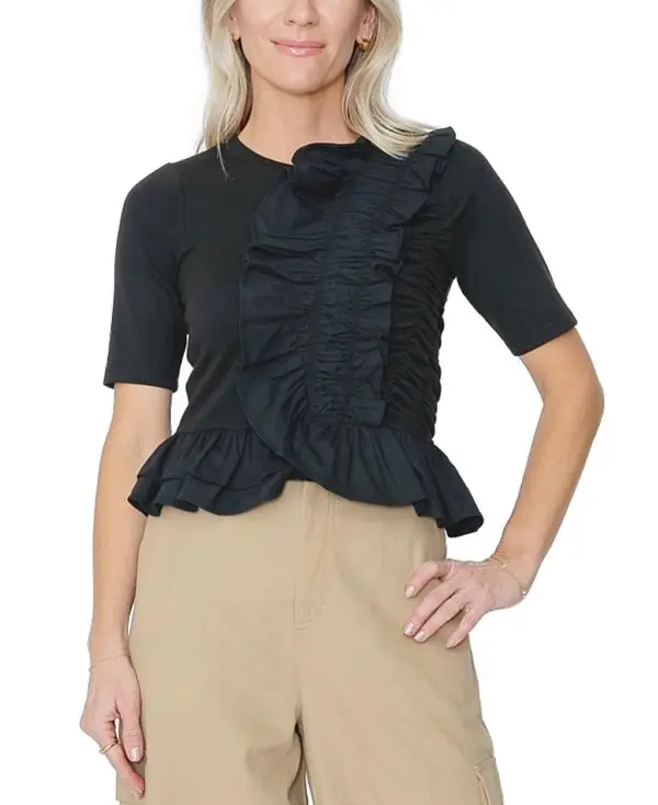 WEST OF Fabienne Knit Top With Ruffles
