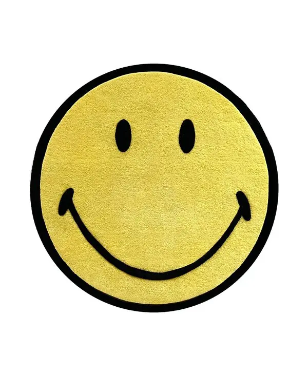 MAISON DEUX Smiley Rug - Yellow / Black Print