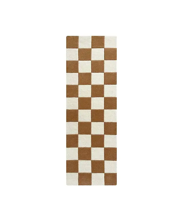MAISON DEUX Rug Checkerboard 3.9 X 5.9 Ft - Terra Brown