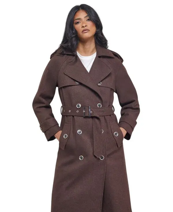 WAREHOUSE Wool Mix Belted Trench Coat