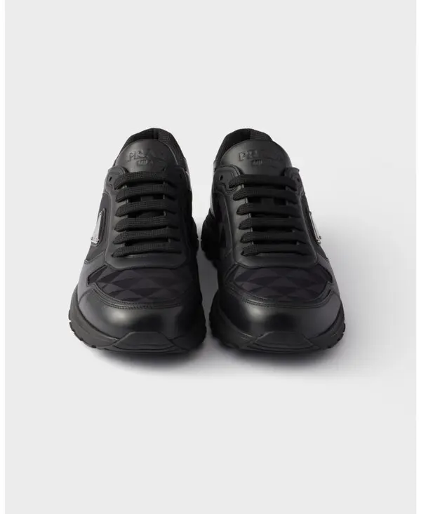 Prada Re-nylon And Leather Lace Up Sneakers
