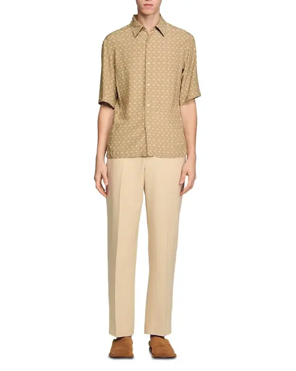 Sandro Link Print Loose Fit Shirt - Havana
