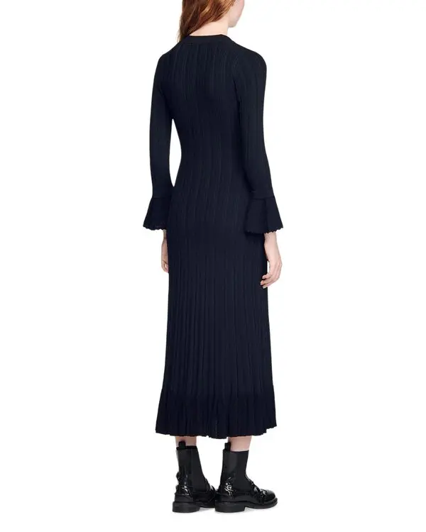 sandro long knitted dress black Sandro Knit Maxi Dress - Black