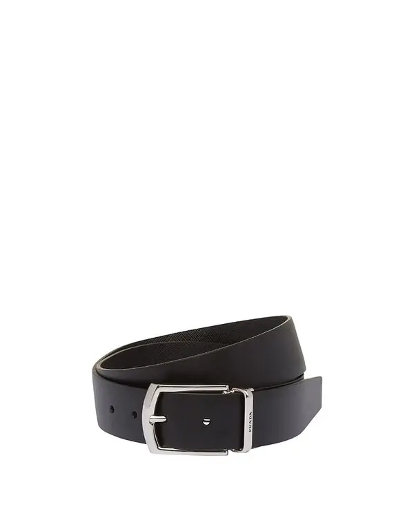 Prada Reversible Saffiano And Leather Belt - Black