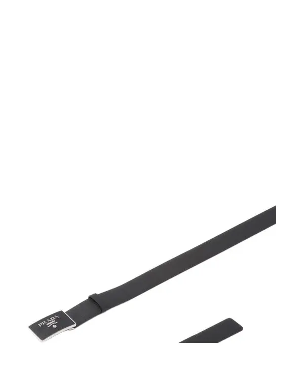 Prada Saffiano Leather Belt With Metal Buckle - Black