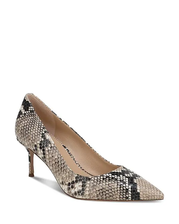 Veronica Beard Rita Snake Embossed Leather Pumps - Ecru Multi