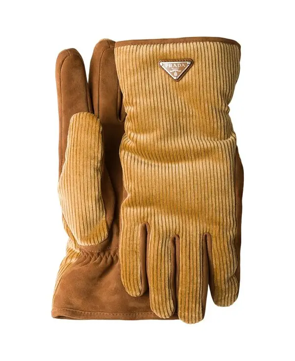 Prada Corduroy Gloves - Yellow