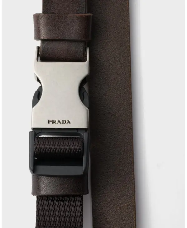 Prada Leather And Woven Nylon Tape Belt