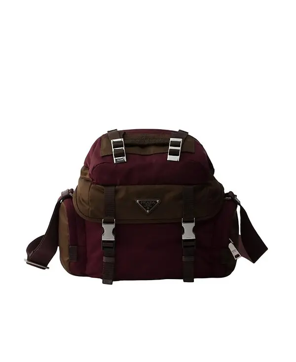Prada Re-nylon And Leather Shoulder Bag - Burgundy