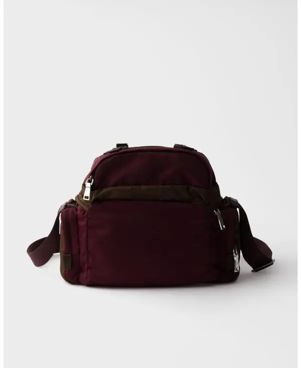 Prada Re-nylon And Leather Shoulder Bag - Burgundy