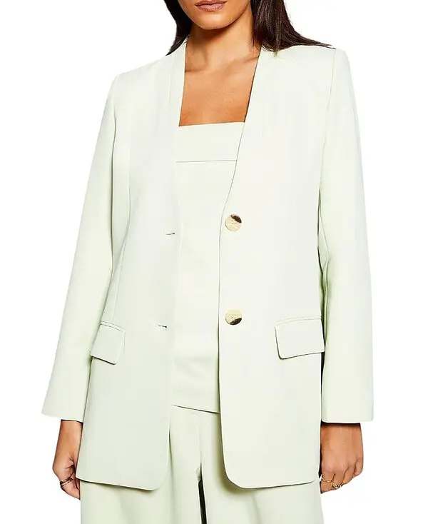 WAREHOUSE Runway Collarless Boxy Blazer - Mint