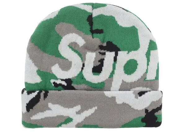 Supreme Camo Big Logo Beanie - Green Camo