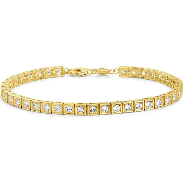 Sterling Forever Christina Cubic Zirconia Tennis Bracelet - Gold