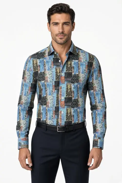 MASUTTO Concord Print Button-up Long Sleeve Shirt