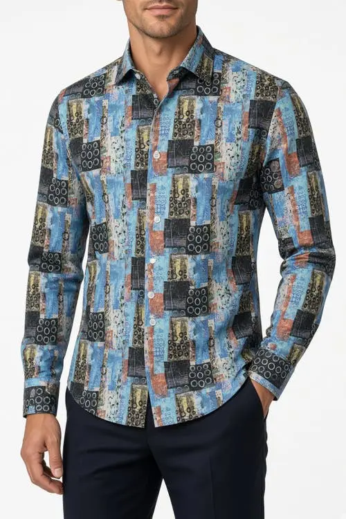 MASUTTO Concord Print Button-up Long Sleeve Shirt