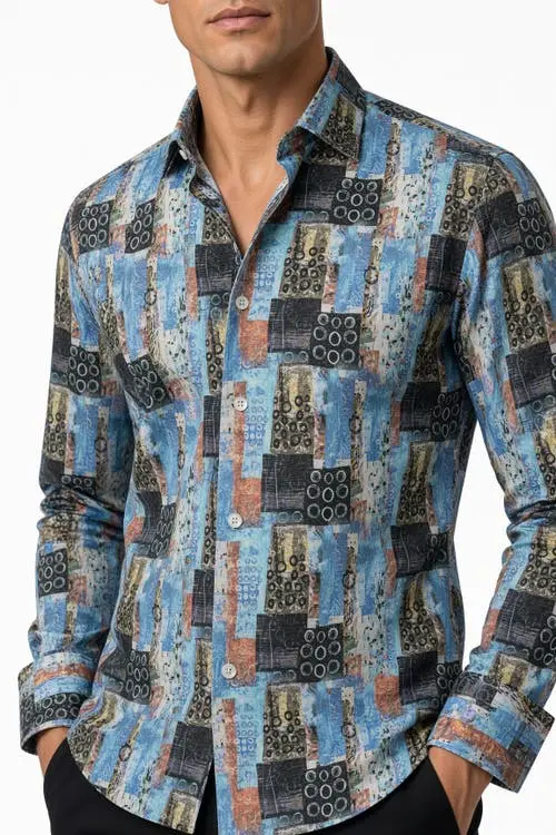 MASUTTO Concord Print Button-up Long Sleeve Shirt