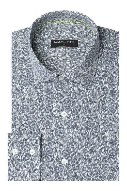 MASUTTO Tatum Floral Knit Print Button-up Shirt