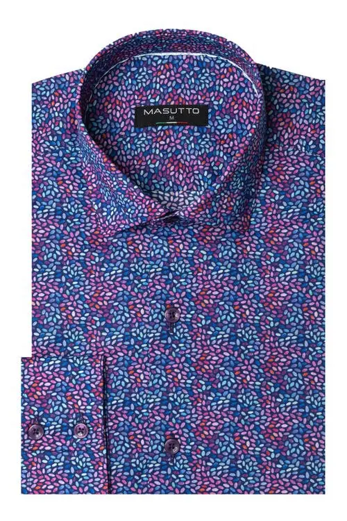 MASUTTO Bitto Print Button-up Long Sleeve Shirt - Purple